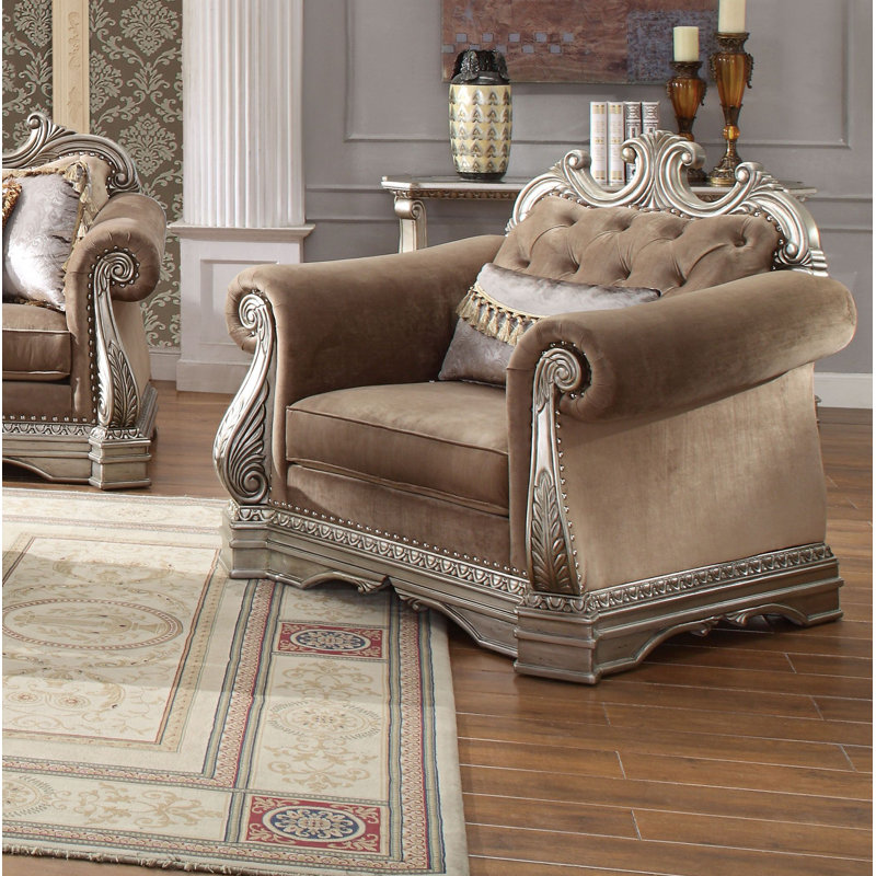 Astoria Grand Hollaway 48 Wide Tufted Velvet Chair and a Half Wayfair